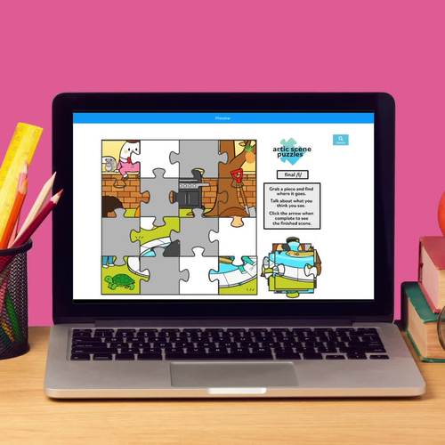 Artic Scene Puzzles: in, med, fin /l/ + blends BOOM CARDS by Cat Says Meow