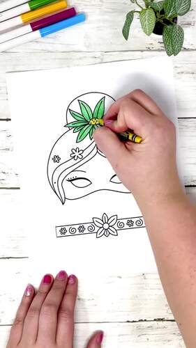 Mardi Gras & Halloween Masks and Wristbands - Colouring pages / Craft