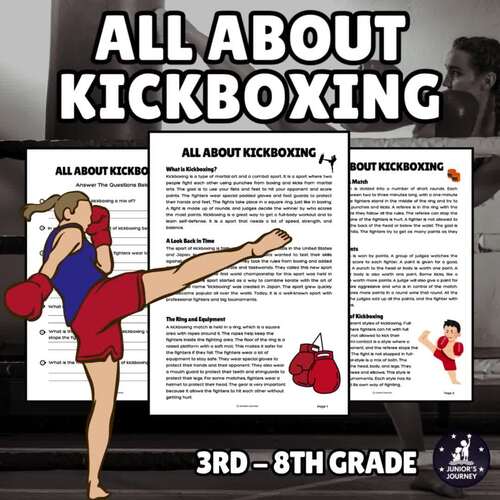 Kickboxing Reading Comprehension | Informational Worksheet | Grades 3 - 8
