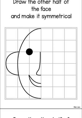 Symmetry Drawing Worksheets - Faces Math & Art Pictures - Line of Symmetry