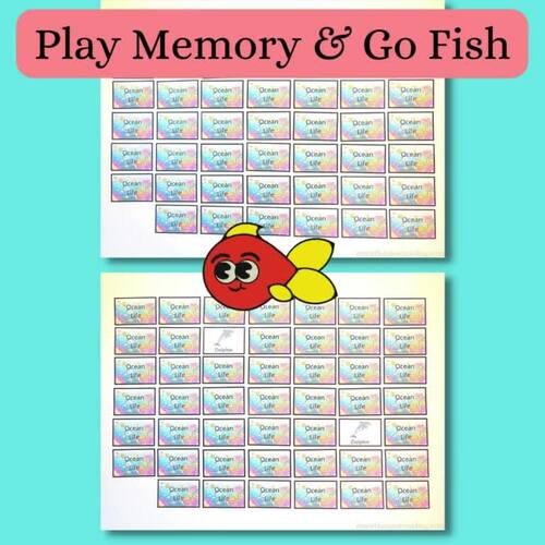 Ocean Life Matching Game Cards for Memory and Go Fish by More Than Just ...