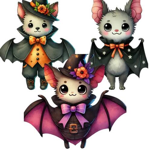 12 Halloween Bat Clipart PNG Set by V Design Art Shop | TPT