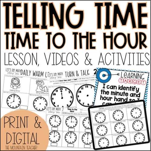 Telling Time to the Hour Worksheets | 1st or 2nd Grade Telling Time ...