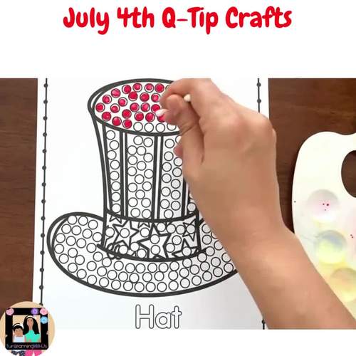 4th of July Q-Tip Crafts | Independence Day Fine Motor Activity | TPT
