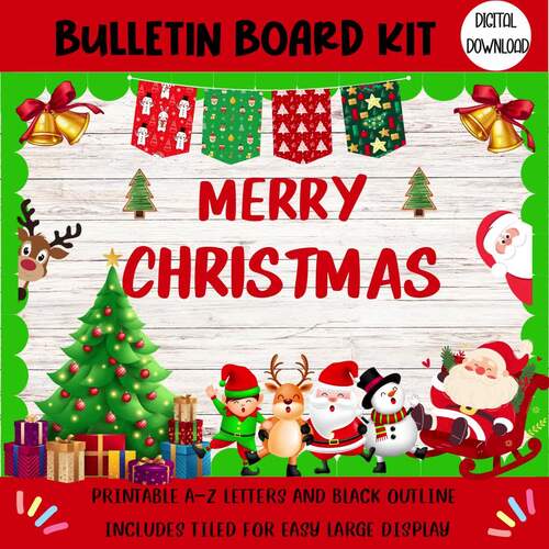 Merry Christmas Bulletin Board Kit | Festive Classroom Door Decor