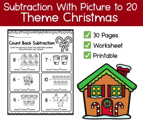 Christmas Subtraction With Picture To 20 | Subtraction Sums to 20