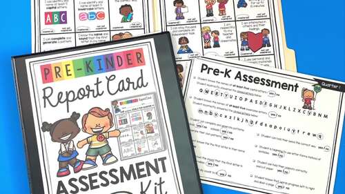 Pre-K Report Card and Assessment Kit - Parent Teacher Conferences Tests PK