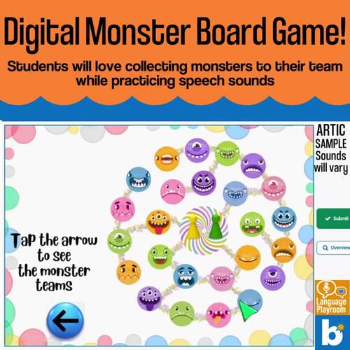 K and G Articulation Monster Bubbles BOOM CARDS Board Game for Speech ...