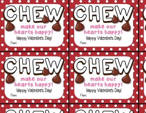Chewy Granola Bar Valentine's Day Gift Tag- Chew make my (our) heart(s ...