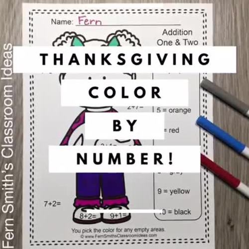 Thanksgiving Color By Number Addition and Subtraction Bundle | TpT