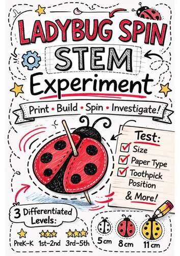 Ladybug Spring STEM Experiment | Spinning Top Science | Force and Motion