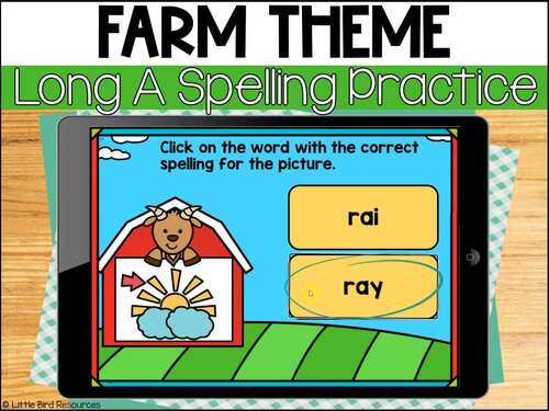 Farm Long A Word Sort Spelling Patterns Boom Cards AI AY Vowel Team ...