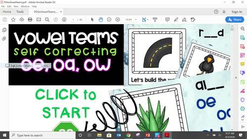 BUNDLE >> Self Correcting PDFS Vowel TEAMS - Digital ONLINE distance ...