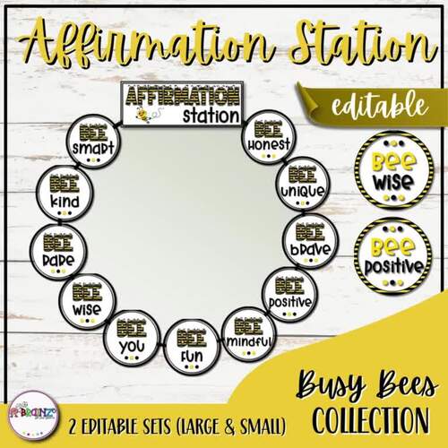 Bee Affirmation Station | Editable Positive Classroom Decor Labels ...
