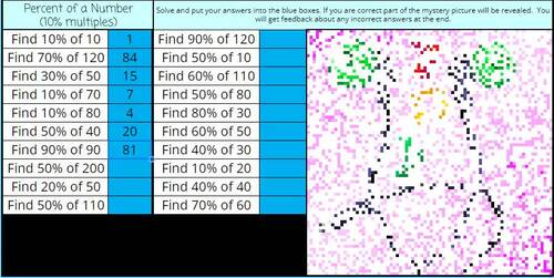 Percent of a Number Math Pixel Art | 10% multiples by Pick Up and Go ...