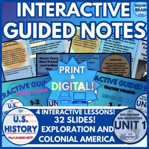 Colonial America Unit Guided Notes | Interactive Digital Notebook ...