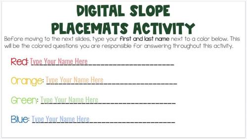 BUNDLE of Calculating Slope Placemats Activities by 2ndary Math | TPT