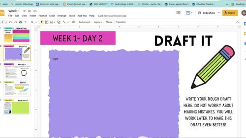 Digital Writing Bellringers- 6th, 7th, 8th ELA- 1st Nine Weeks (Weeks 1-9)