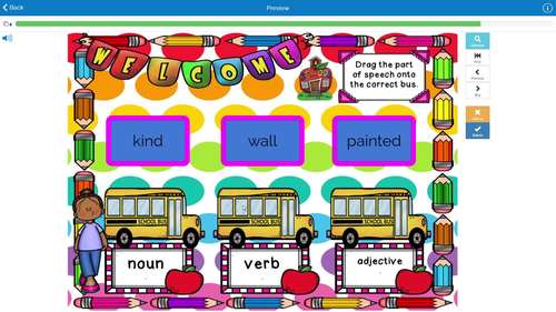 Back To School Nouns Verbs Adjectives Sort Boom™ Cards Digital Activity
