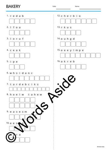 Word Puzzle Games Copy Crossword Word Search Anagram BAKERY by Words Aside