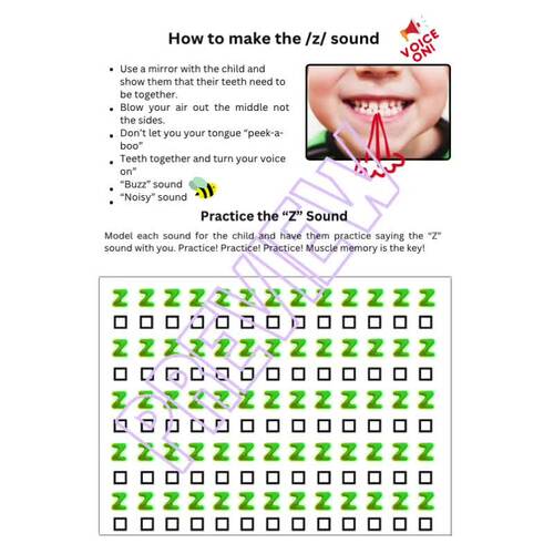 Speech Therapy Printable /Z/ Sound Workbook by DigiSLP | TPT