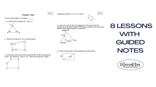 Geometry Review Notes & Wks Bundle - 8 lessons by Marisa May Education