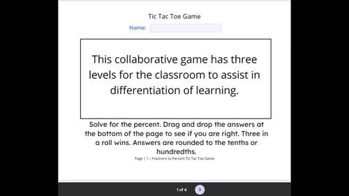 Percent Tic Tac Toe Game by Algebra Beagle | TPT