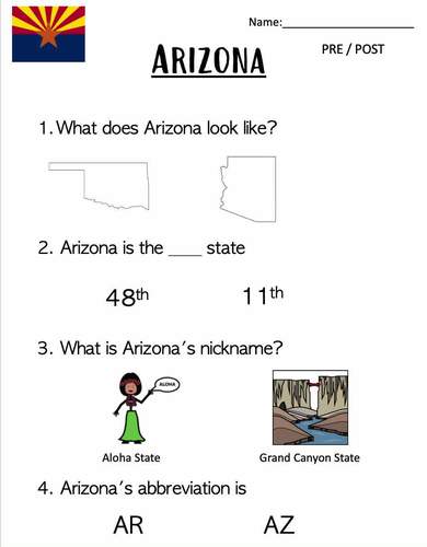 Arizona Activities 50 States, Special Education by ALL ABOUT SPED with ...