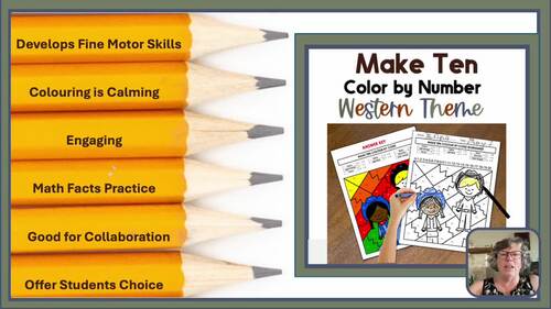 Western Cowboy Addition-to-10 Color-by-Sum Worksheets for ...