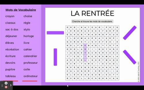 Mots cachés pour la Rentrée (French back-to-school word search activities)