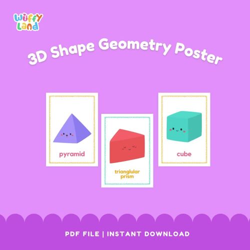 3D Shapes Poster Geometry Math Classroom Decor by Wuffyland | TPT