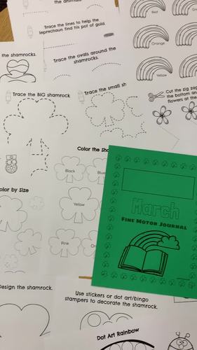 Preschool March Fine Motor Journal St. Patrick's Day and Spring Themed