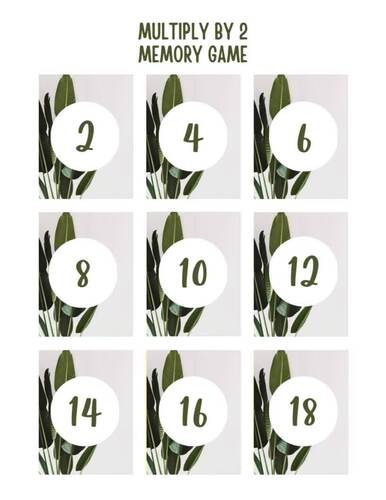 Multiply By 2 (2-18) Memory Game Center Math Facts Boho Theme Fun Math ...