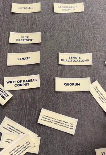 US Constitution Vocabulary Word Wall Cards and Matching Activity
