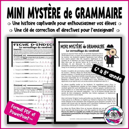 Activités de grammaire - MINI MYSTÈRE de grammaire 4 - FRENCH GRAMMAR