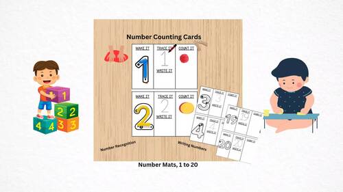 Counting activity numbers 1-20, number task cards, play dough number ...