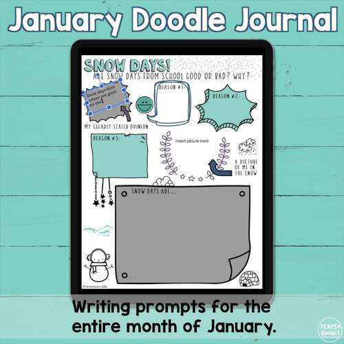 January Winter Daily Doodle Digital & Print Journal Prompts | Distance ...
