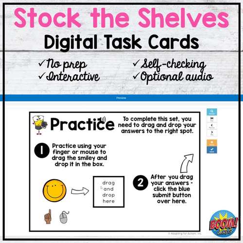 Stock the Shelves Digital Task Cards for Distance Learning - Boom Cards
