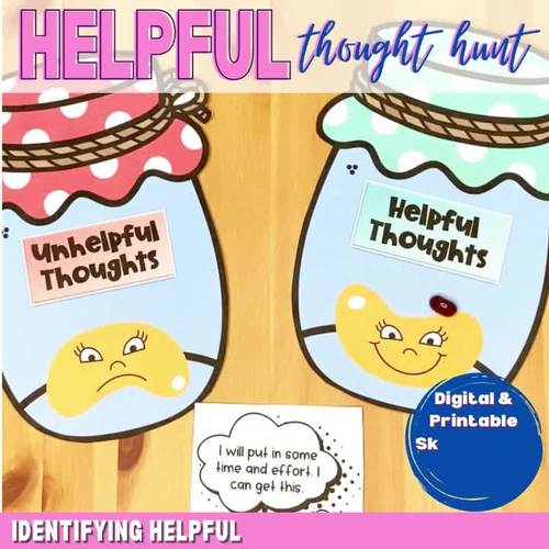 Identify Helpful Positive Thoughts CBT Digital and Print Positive ...