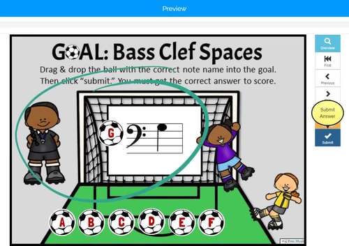 Bass Clef Note Names Game Music Boom Cards BASIC LINES and SPACES - Set 3