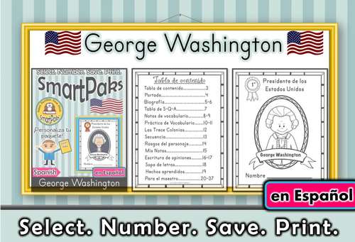George Washington SmartPaks™ SPANISH Activities: Biography, Vocab ...