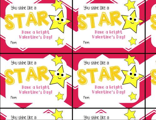 Star Stress Ball/ Highlighter/ Pen Valentine's Day Gift Tag- You shine ...