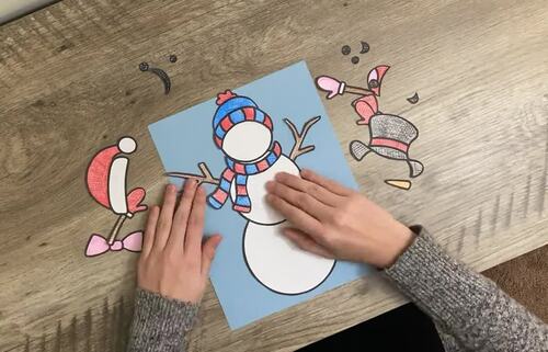 Build a Snowman Activity, Cut and Paste Winter Craft, Holiday Worksheet ...
