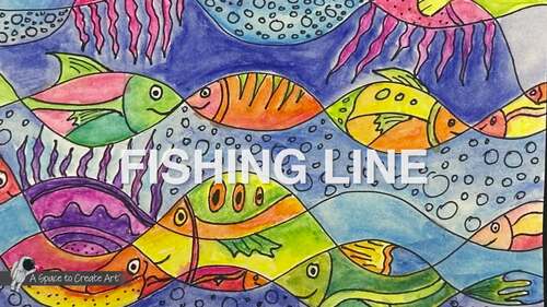 Fishing Line, Elements of Line, Shape & Color, Middle School Art Lesson