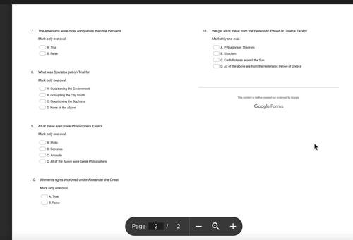 Ancient Greece Level 3 & 4 Assessment with Answer Key | Editable Test