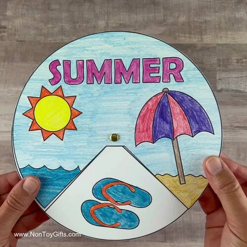 Summer Craft - End of the Year Coloring Activity - Spinner Wheel