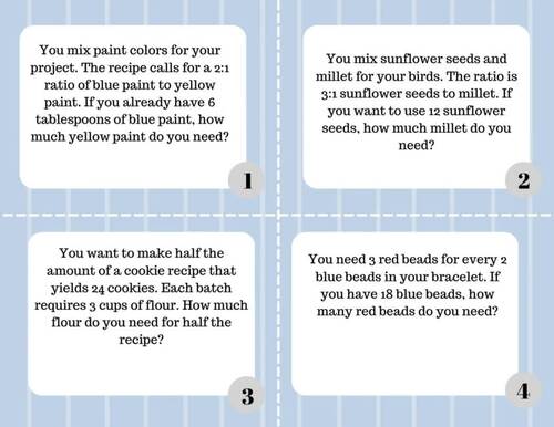 RATIOS* Task Cards * for Middle School Math by Scholastic Champions