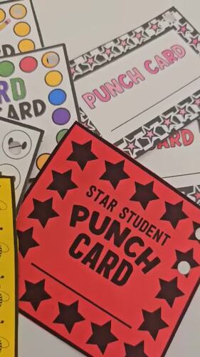 Reward Behavior Punch Card Printable 7 designs Punch Cards for Students