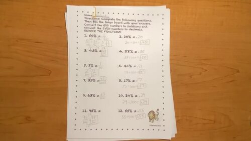Converting Percentages to Fractions and Decimals BUNDLE | 5th & 6th ...