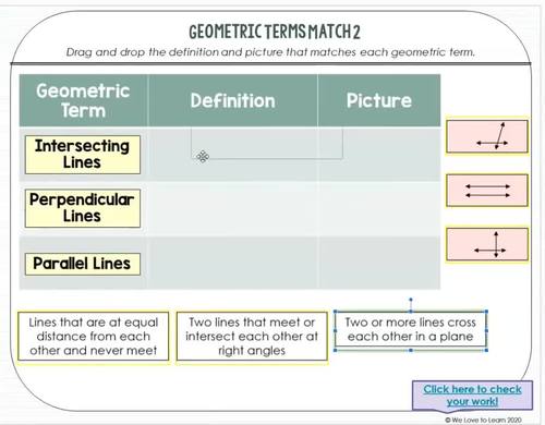 Digital Identifying Geometric Terms Activities for Google Slides